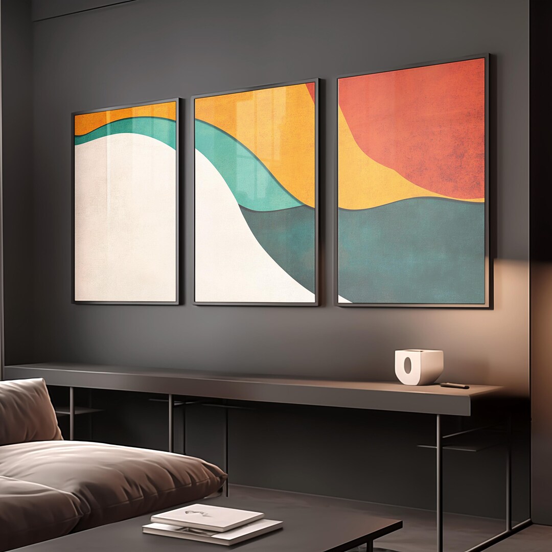 3 Piece Floral Abstract Artpiece, Abstract Triptych Art, Modern Set of ...