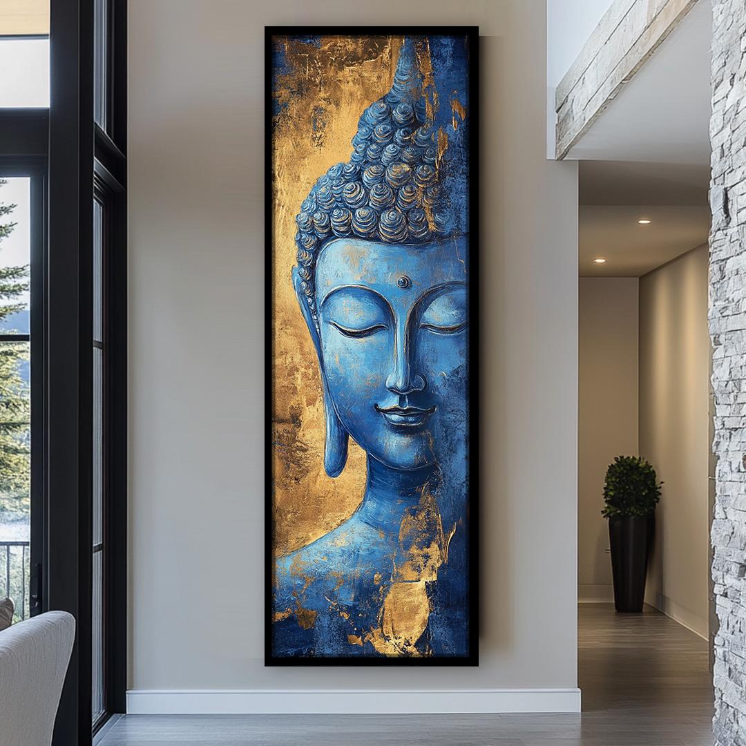 Tall Thin Buddha Wall Art, Long Vertical Abstract Canvas Print for ...