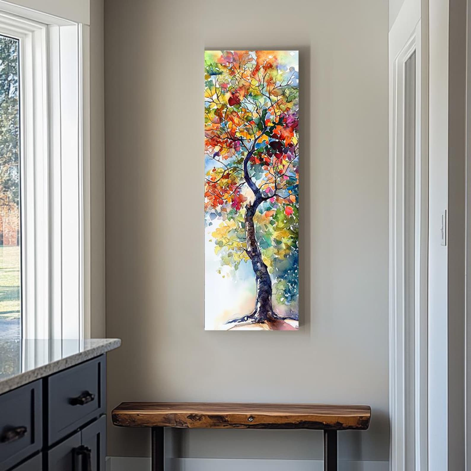 Tall Vertical Nature Wall Art, Tall Narrow Art, Tree Wall Art, Vertical ...