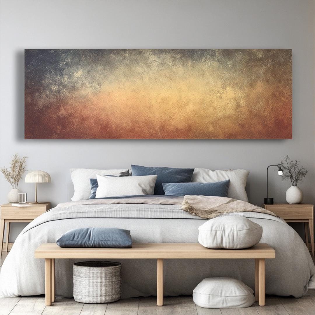 Wide Horizontal Abstract Wall Art, Modern Abstract Art, Long Narrow ...