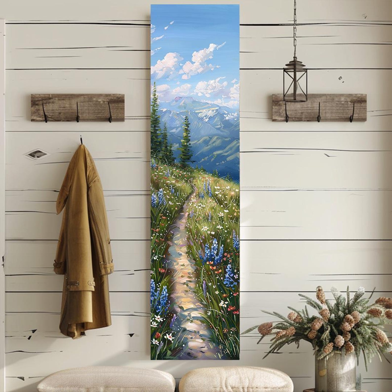 Long Narrow Wall Art, Tall and Thin Canvas Wall Art, Vintage Wall Art ...