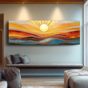 Sunset Horizontal Long Narrow Wall Art, Nature Horizontal Abstract ...
