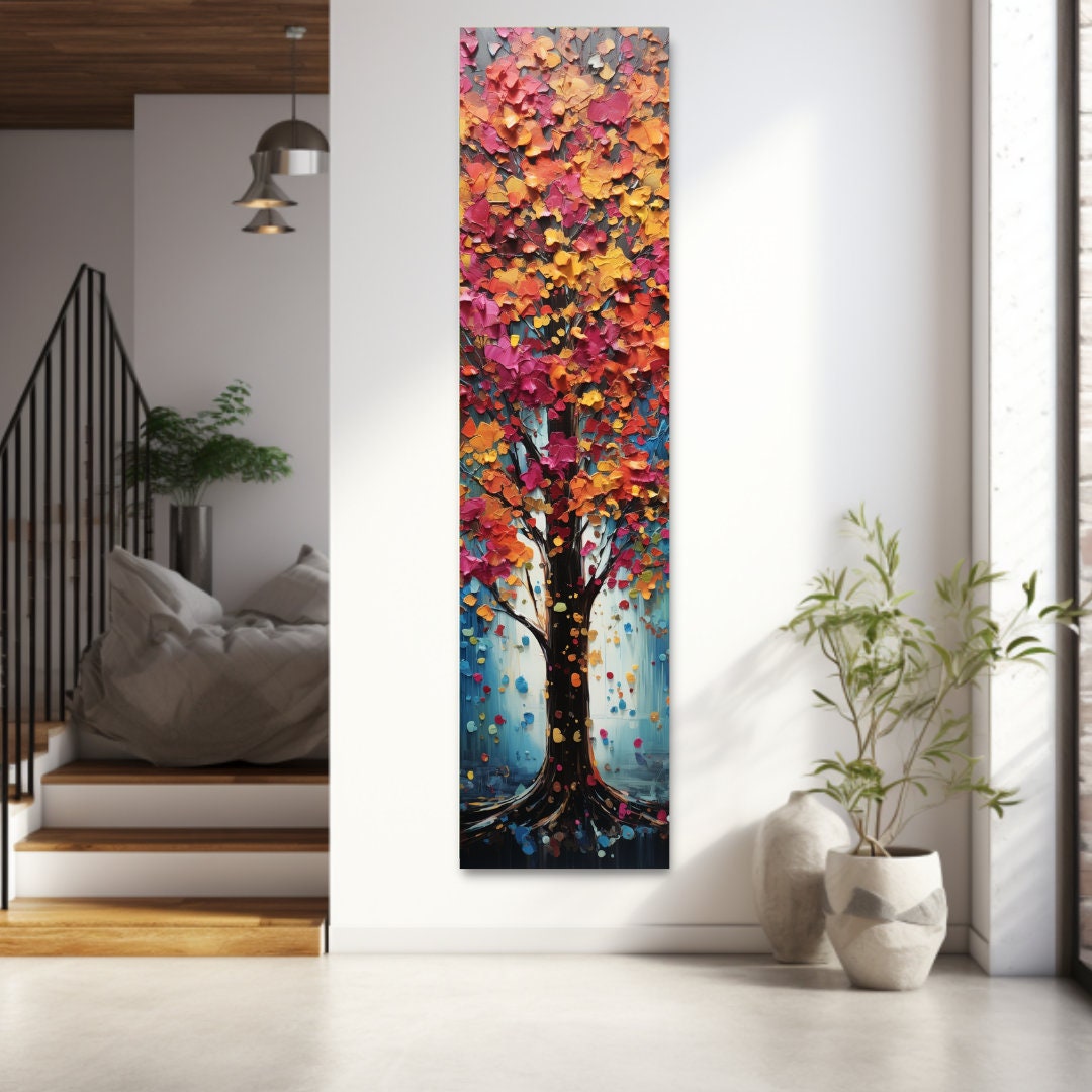 Long Narrow Wall Art, Tall and Thin Canvas Wall Art, Tree Wall Art ...