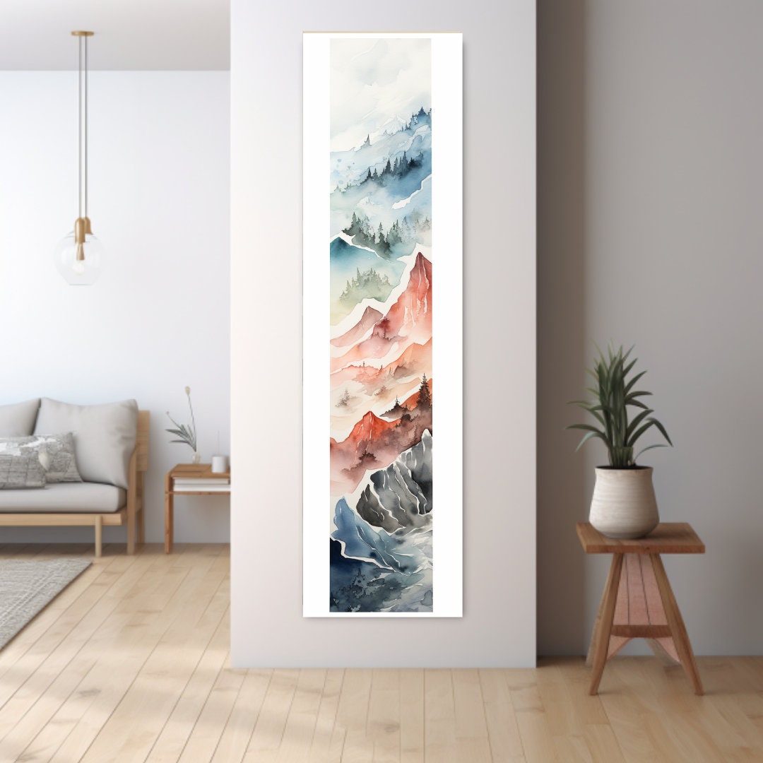 Long Narrow Wall Art, Tall Narrow Wall Art, Vertical Wall Art, Long ...