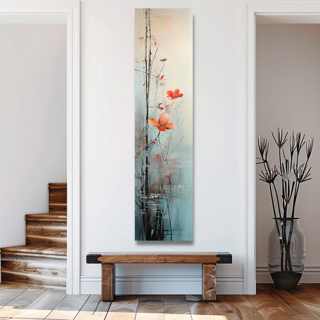 Long Narrow Wall Art, Tall Narrow Wall Art, Vertical Wall Art, Long ...