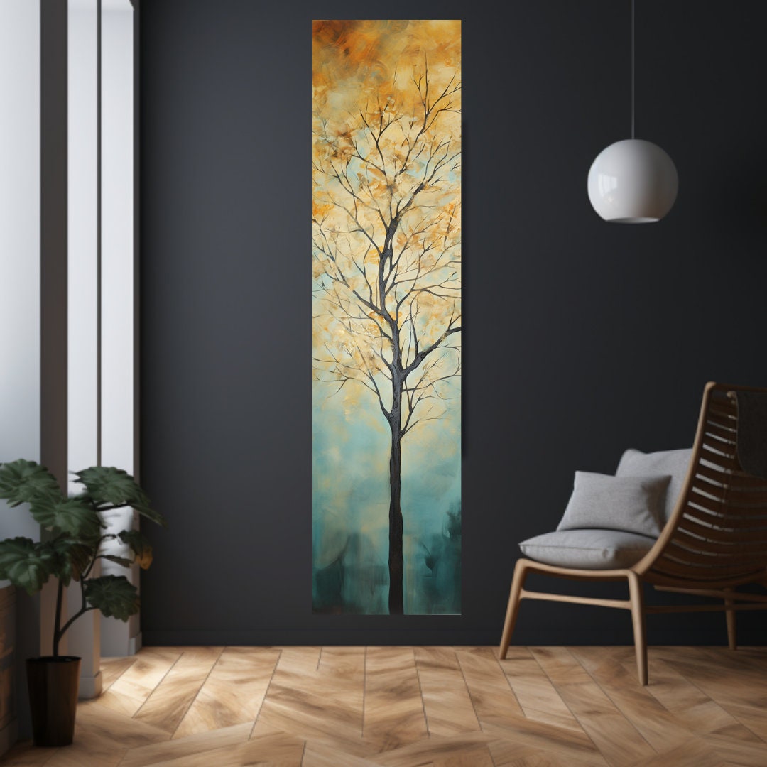 Long Narrow Wall Art, Tall and Thin Canvas Wall Art, Tree Wall Art ...