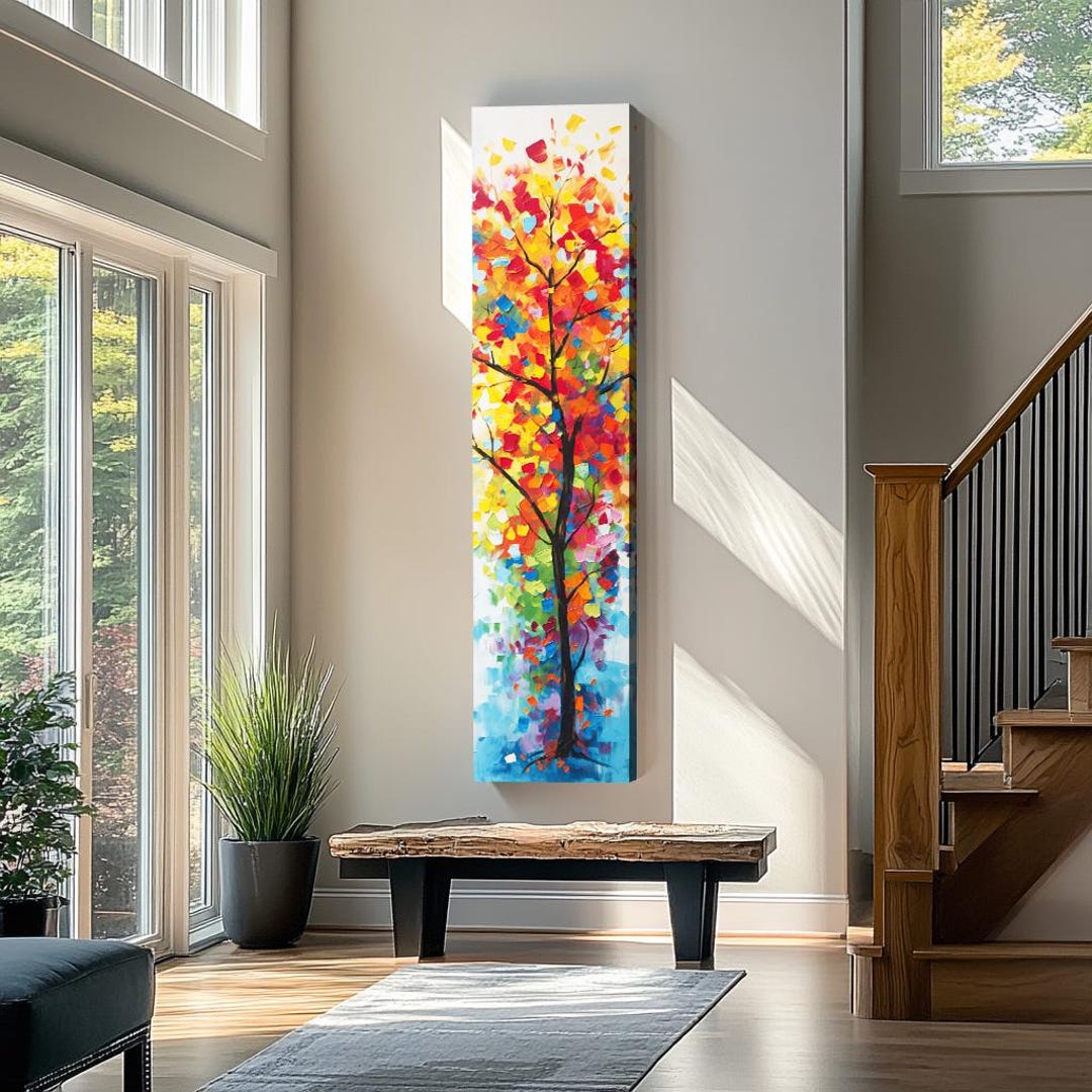 Long Narrow Wall Art, Tall and Thin Canvas Wall Art, Tree Wall Art ...