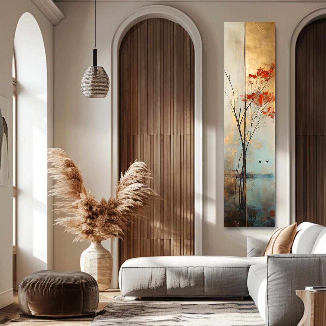 Long Narrow Wall Art, Tall Narrow Wall Art, Vertical Wall Art, Long ...