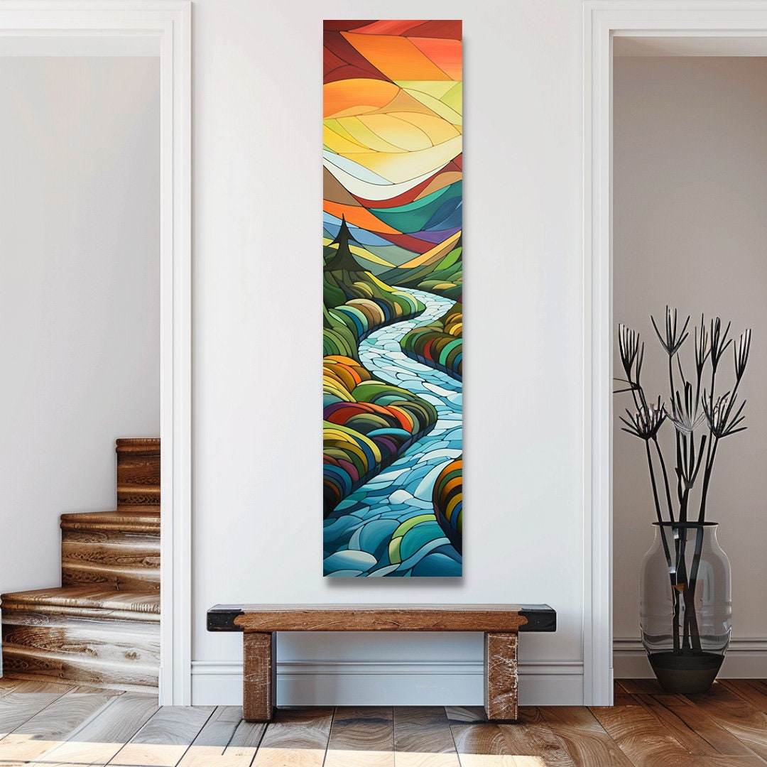 Long Narrow Wall Art, Tall and Thin Canvas Wall Art, River Wall Art ...