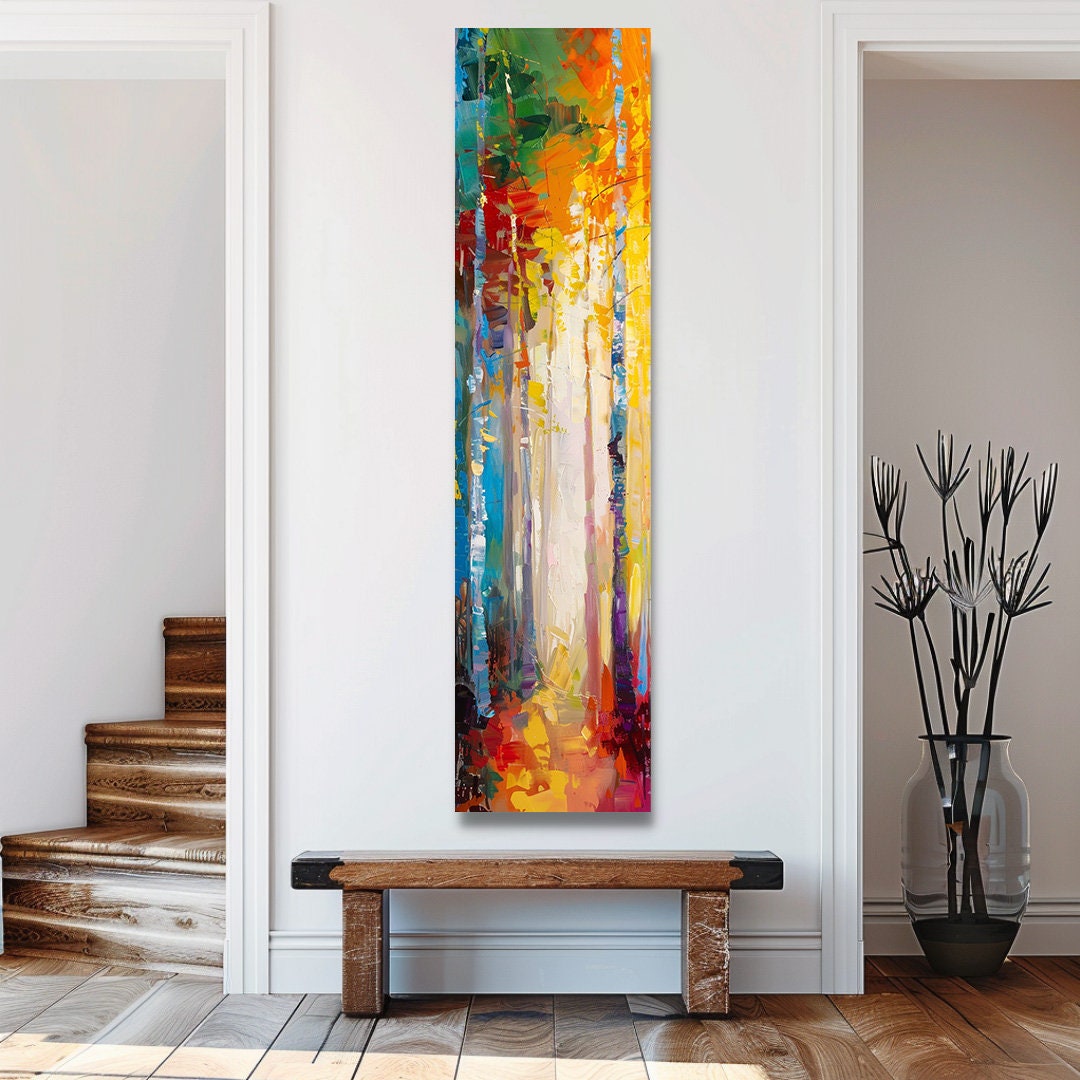 Long Narrow Wall Art, Tall Narrow Wall Art, Tree Wall Art, Vertical Wall Art, Long Vertical Wall ...