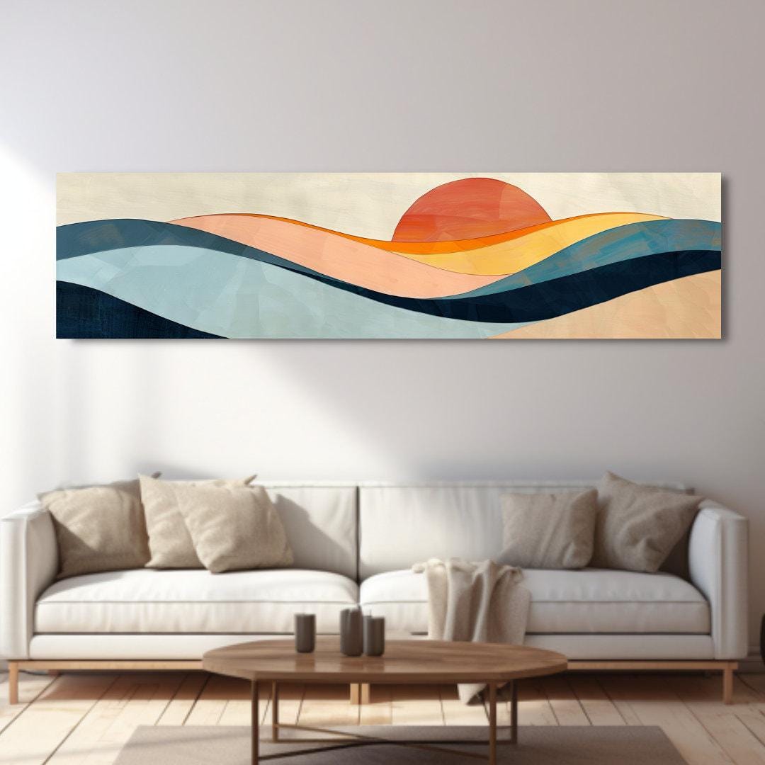 Arte de pared horizontal largo, arte de pared horizontal estrecho, arte ...
