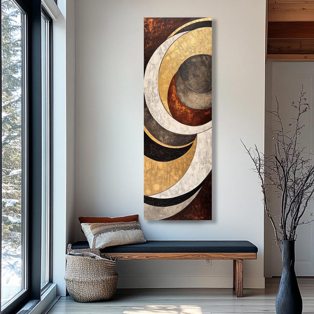 Tall Narrow Vintage Abstract Wall Art - Long Vertical Modern Art for ...