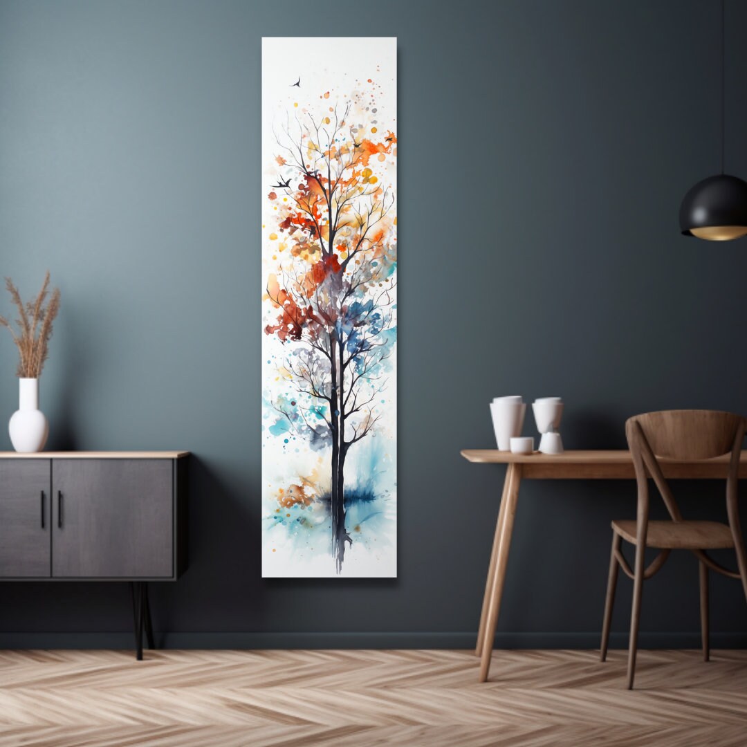 Long Narrow Wall Art, Tall and Thin Canvas Wall Art, Tree Wall Art ...