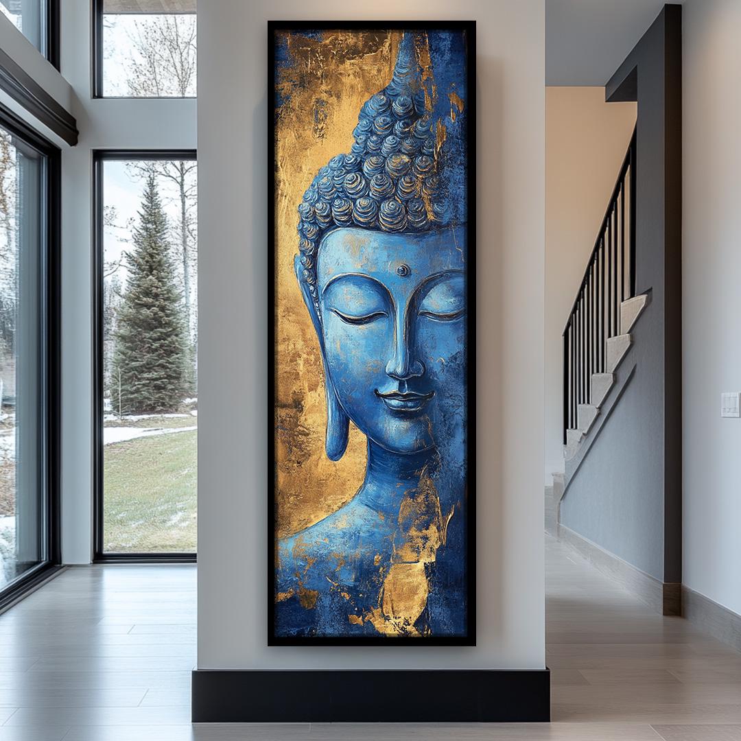 Tall Thin Buddha Wall Art, Long Vertical Abstract Canvas Print for ...