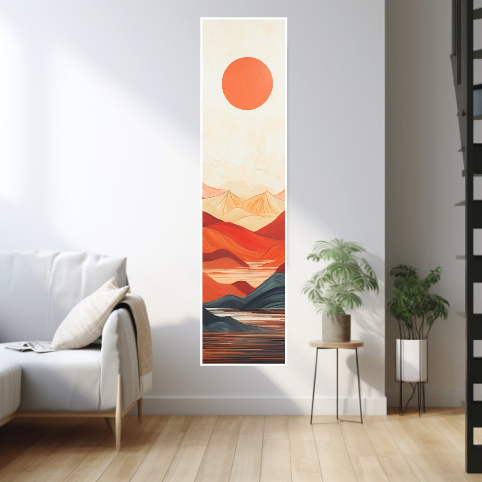 Long Narrow Wall Art, Tall and Thin Canvas Wall Art, Mountain Wall Art ...