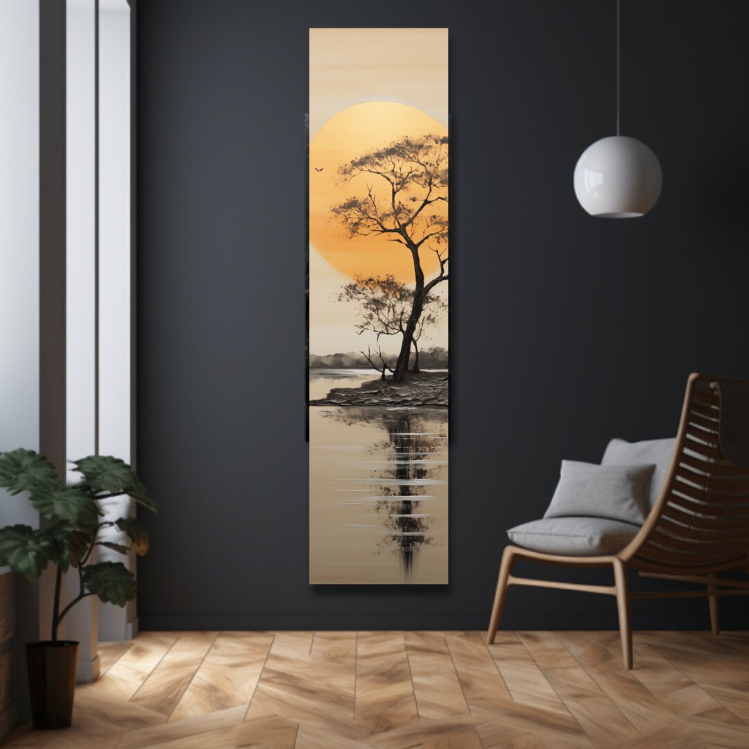Narrow Wall Art, Tall and Thin Canvas Wall Art, Japandi Wall Art ...