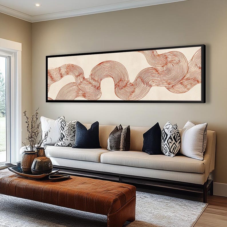 Wide Horizontal Abstract Wall Art, Modern Abstract Art, Long Narrow ...