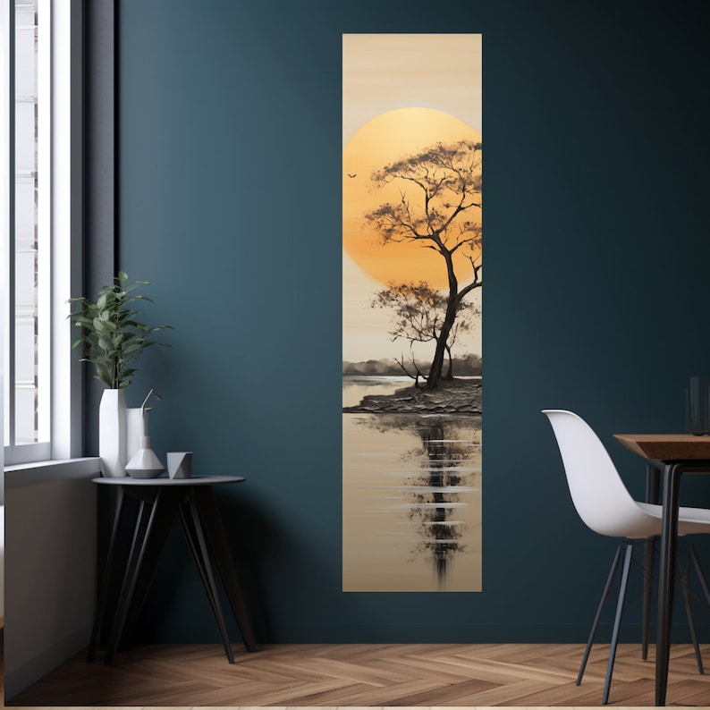 Narrow Wall Art, Tall and Thin Canvas Wall Art, Japandi Wall Art ...