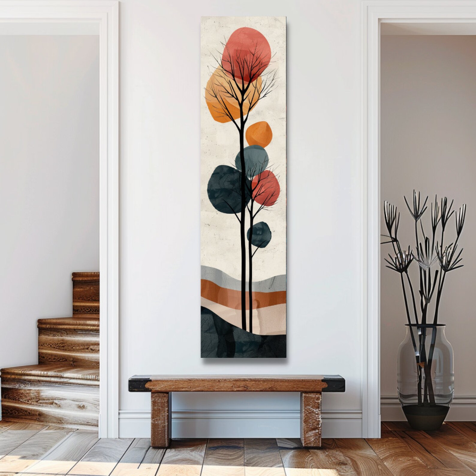 Long Narrow Wall Art, Tall Narrow Wall Art, Vertical Wall Art, Long ...