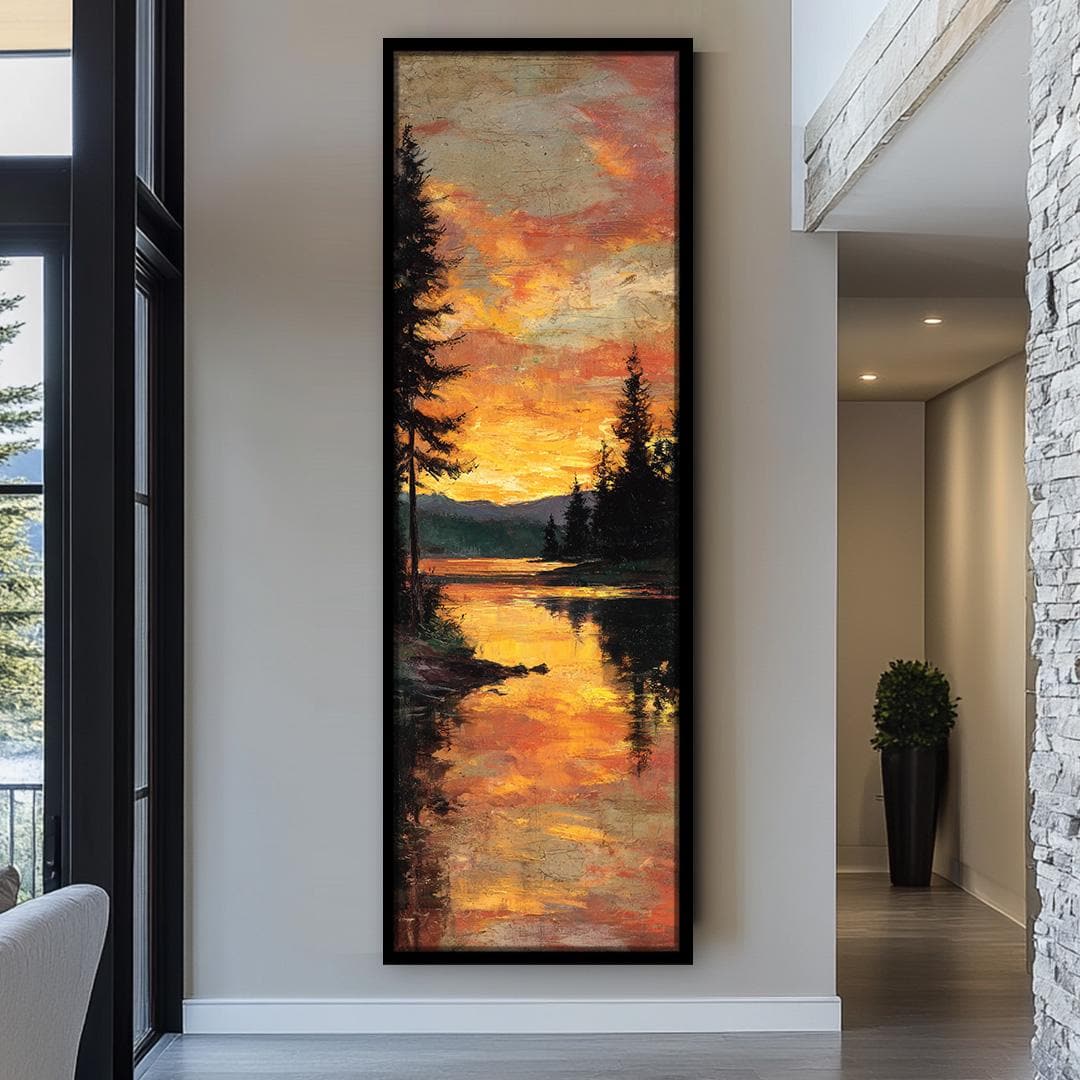 Tall Thin Modern Wall Art, Long Vertical Abstract Canvas Print for ...