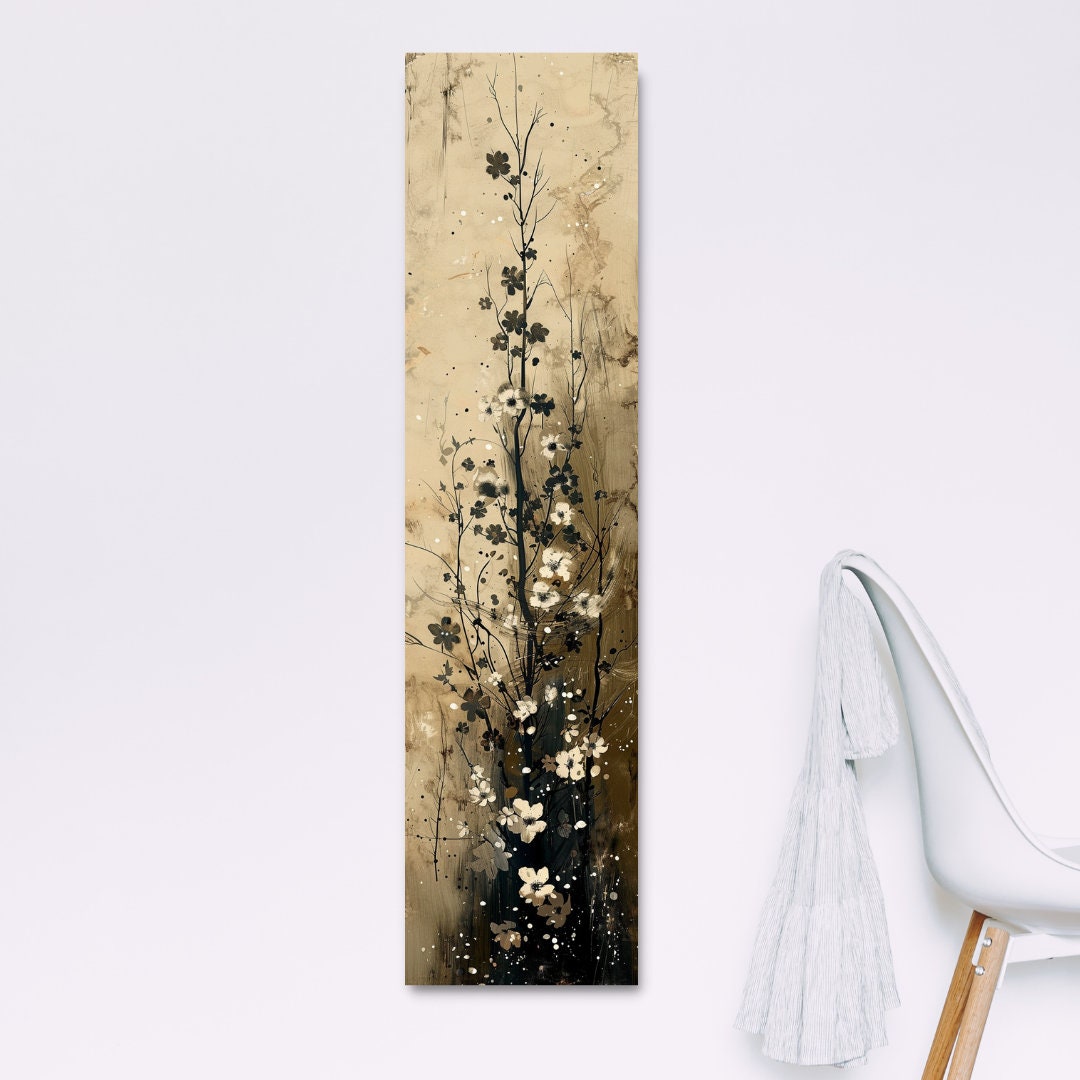 Long Narrow Wall Art, Tall Narrow Wall Art, Vertical Wall Art, Long ...