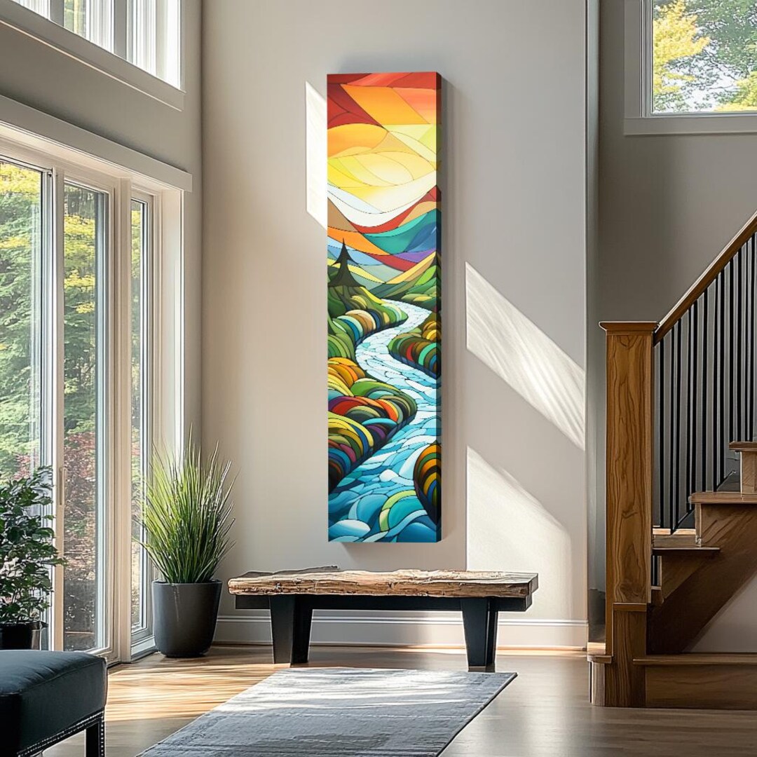 Long Narrow Wall Art, Tall and Thin Canvas Wall Art, River Wall Art ...