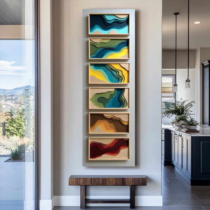 Long Narrow Abstract Wall Art, Tall and Thin Canvas Art Print, Modern ...