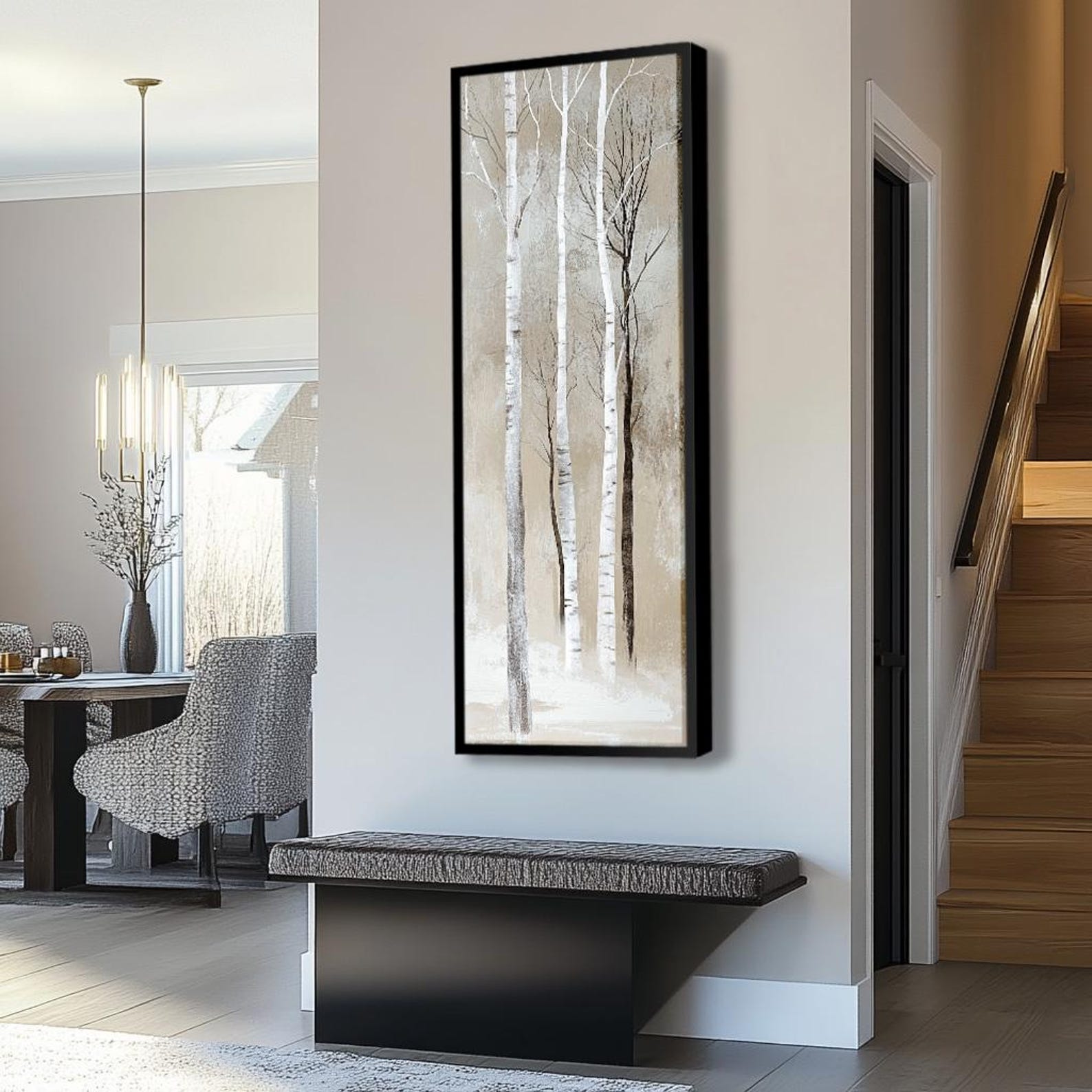 Tall Thin Nature Wall Art, Long Vertical Birch Tree Canvas Print for ...