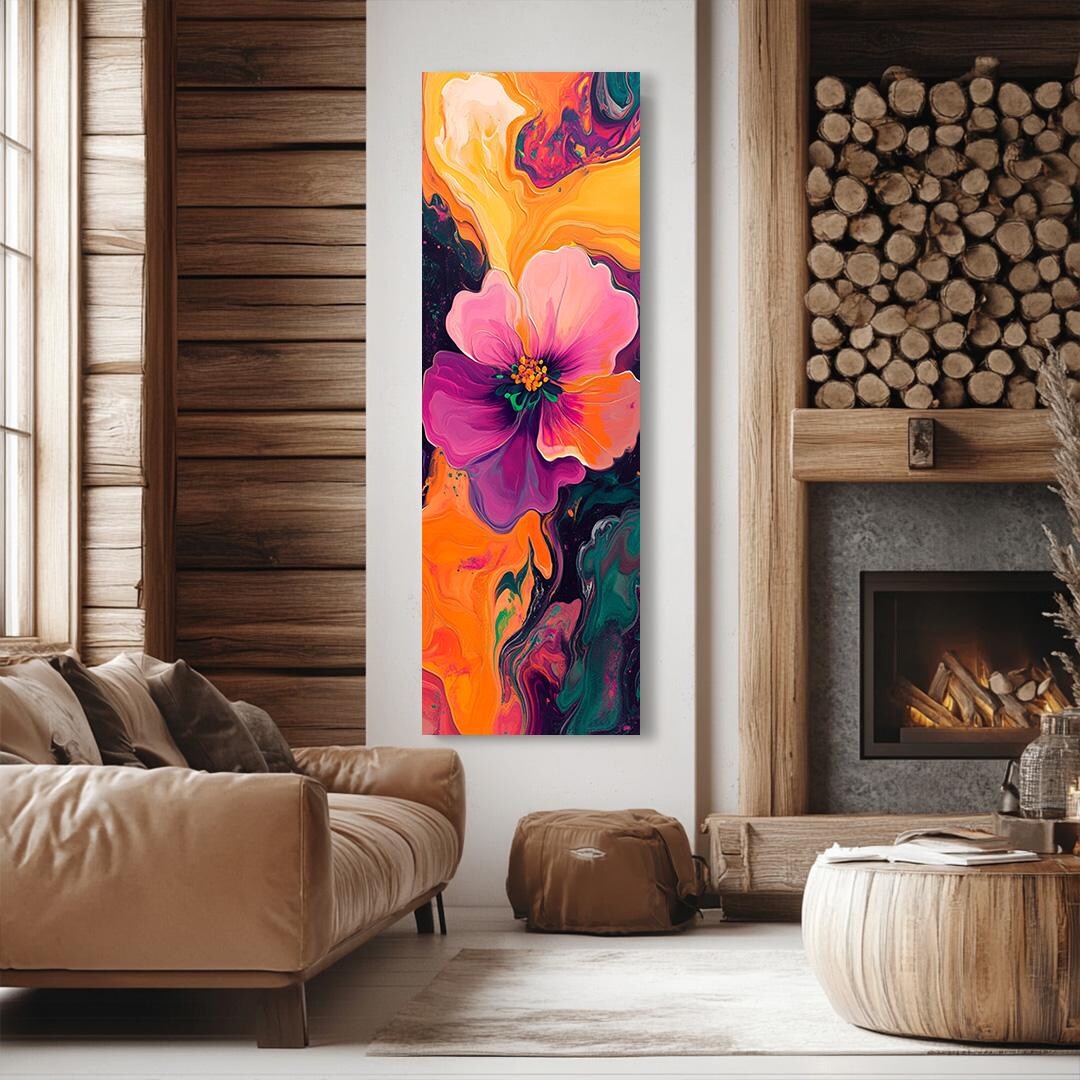 Narrow Dopamine Nature Canvas Art for Office or Hall Way, Vertical ...