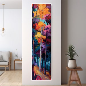 Long Narrow Wall Art, Tall Narrow Wall Art, Tree Wall Art, Vertical ...
