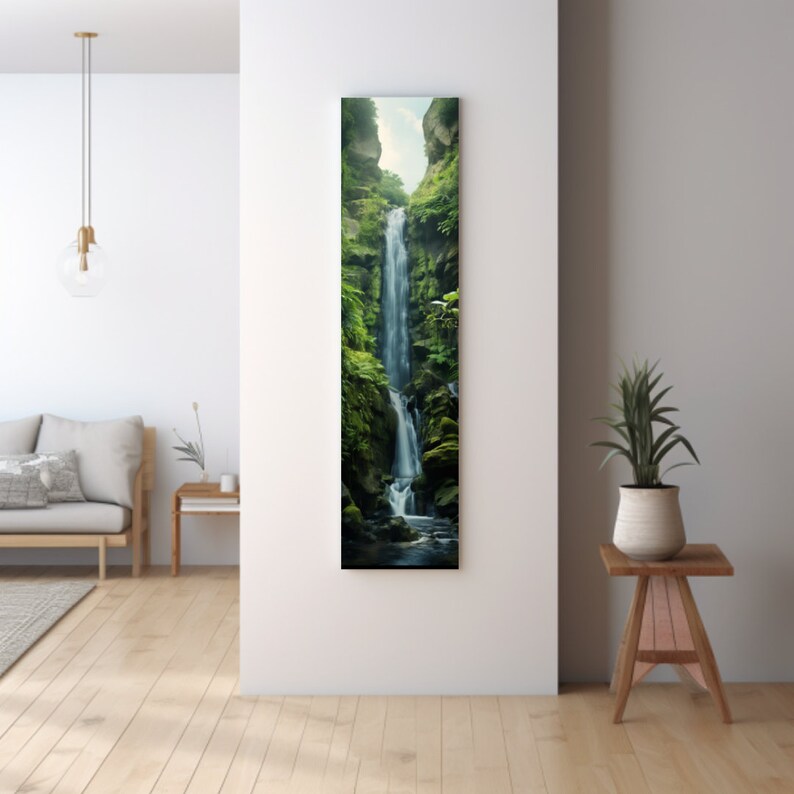 Long Narrow Wall Art, Tall and Thin Canvas Wall Art, Waterfall Wall Art, Nature Wall Art ...
