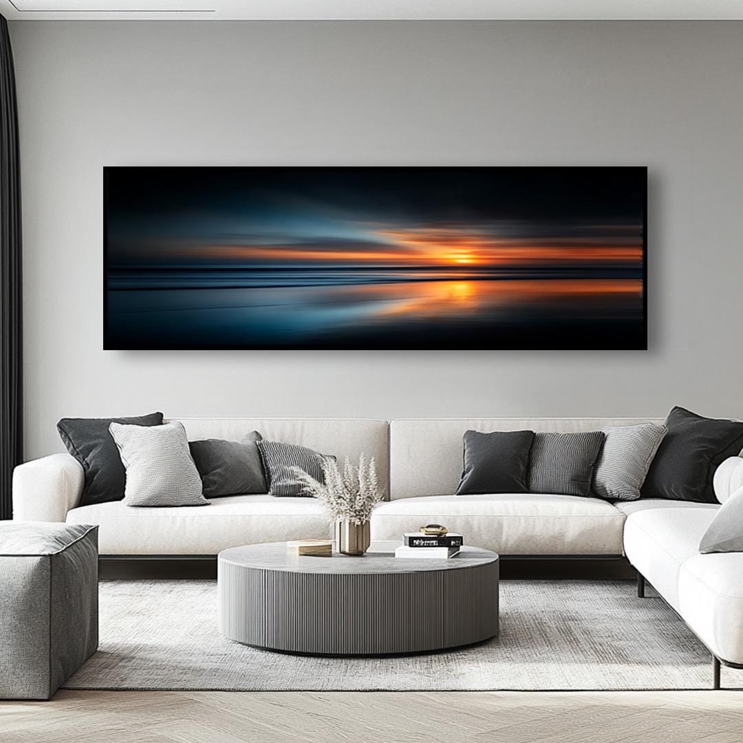 Narrow Horizontal Nature Mountain Canvas Print, Abstract Modern Art ...