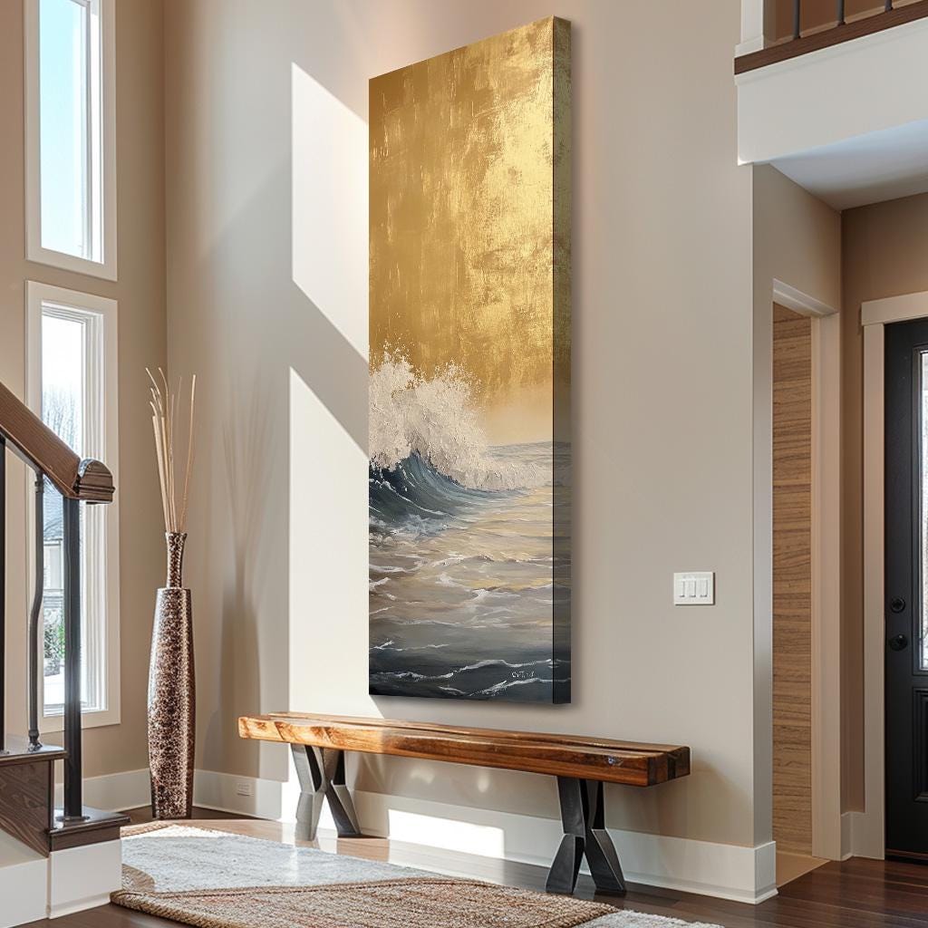 Tall Thin Nature Wall Art - Long Vertical Modern Abstract Canvas Print ...