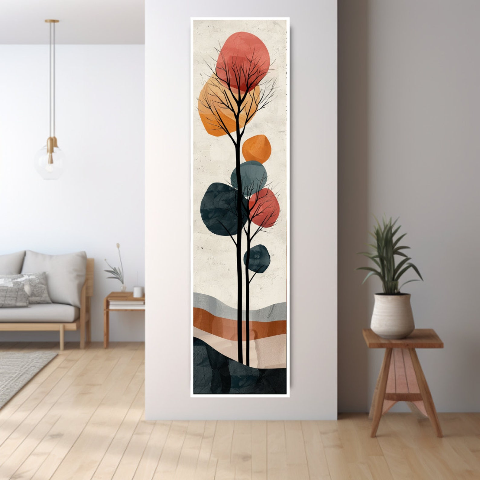 Long Narrow Wall Art, Tall Narrow Wall Art, Vertical Wall Art, Long ...