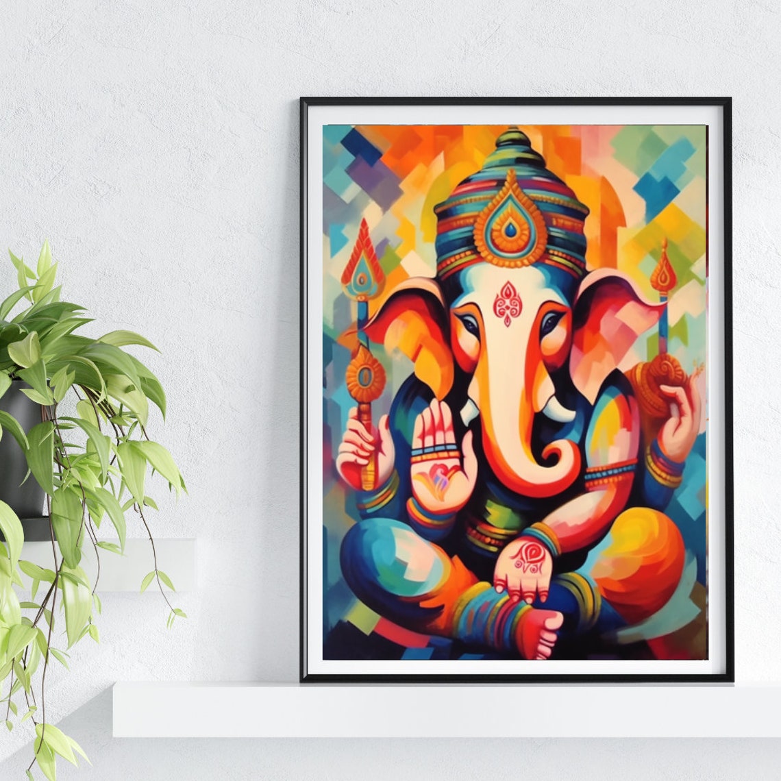 Lord Ganesha Wall Art , Hindu God Lord Ganesha Print, Ganesha Canvas ...