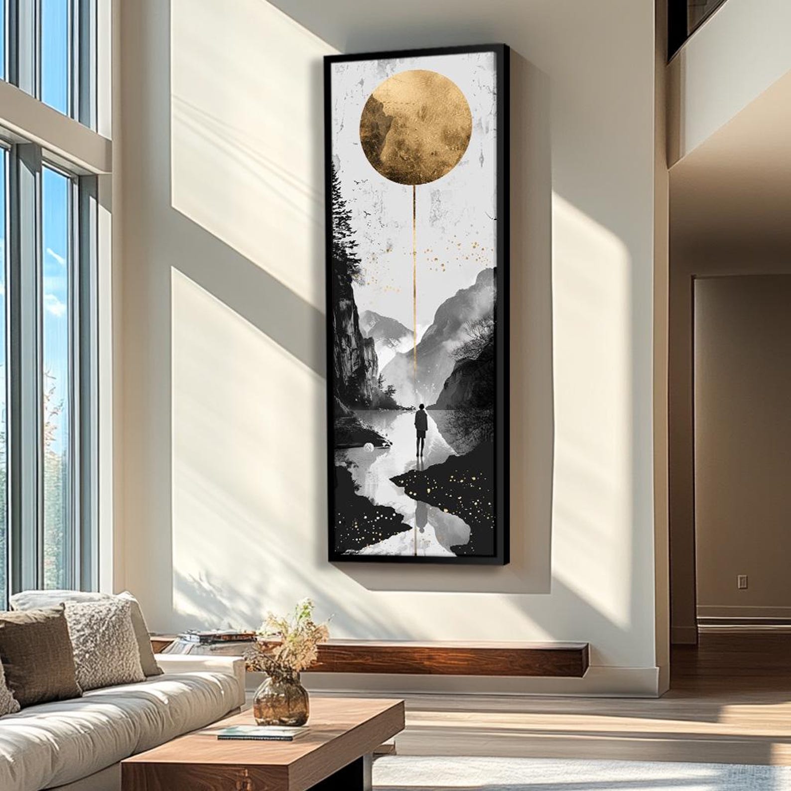 Long Narrow Wall Art, Tall Narrow Wall Art, Vertical Wall Art, Long ...