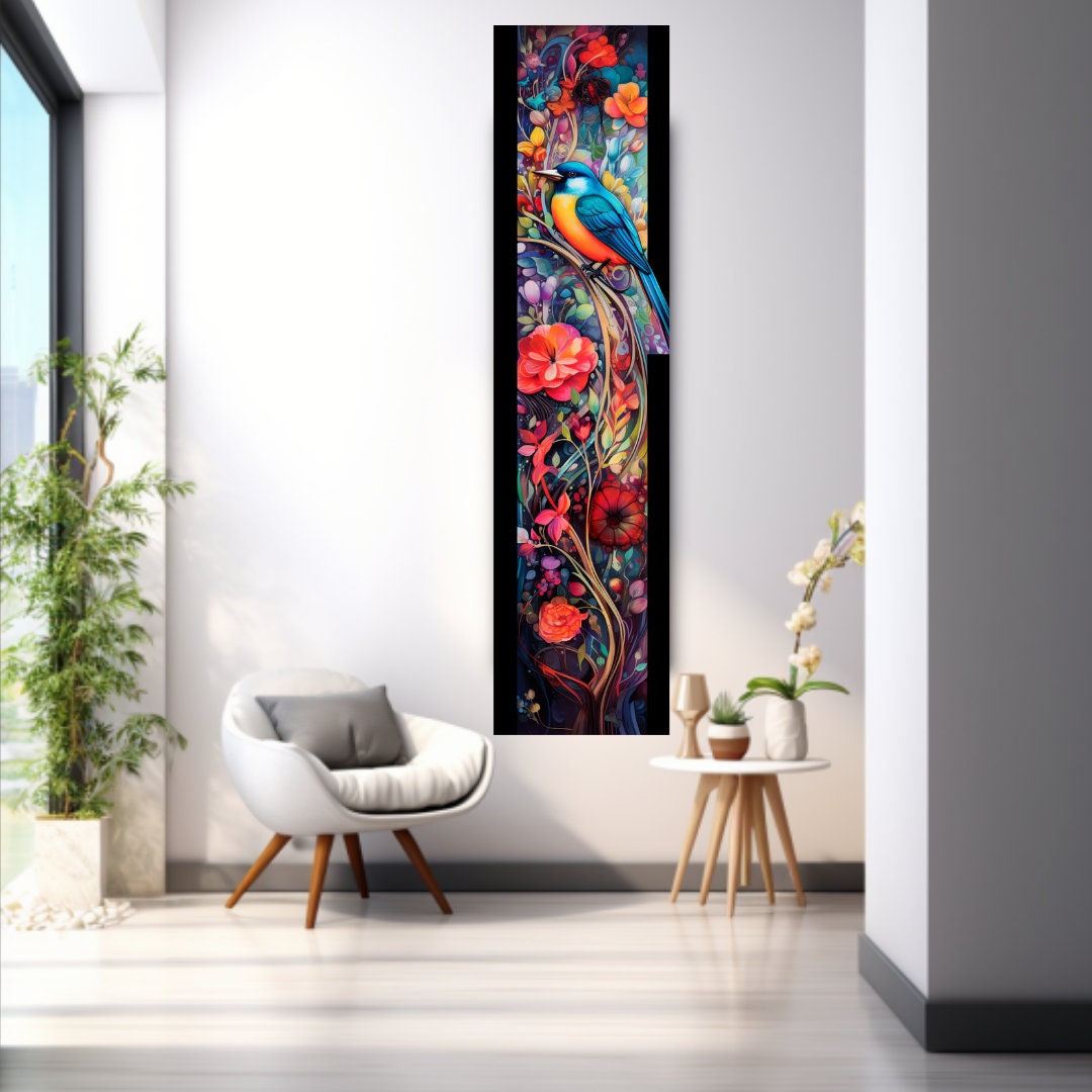 Long Narrow Wall Art, Tall Narrow Wall Art, Vertical Wall Art, Long ...
