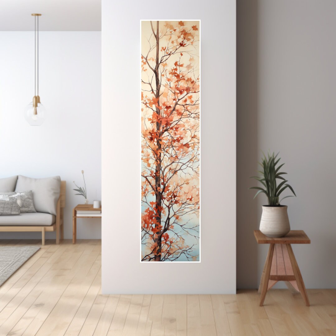 Long Narrow Wall Art, Tall and Thin Canvas Wall Art, Tree Wall Art ...