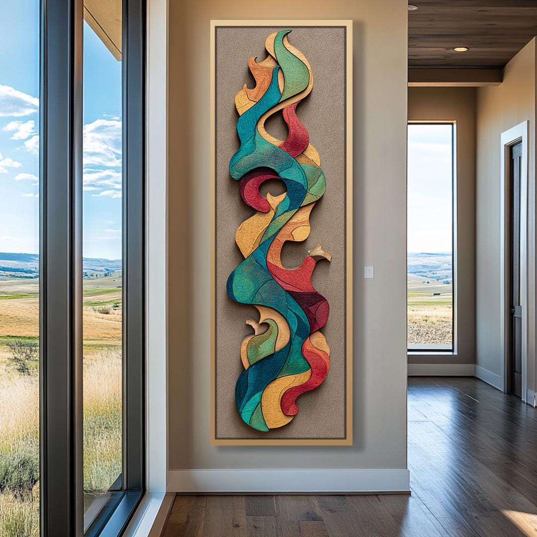 Tall Narrow Modern Abstract Wall Art, Long Vertical Abstract Print for ...