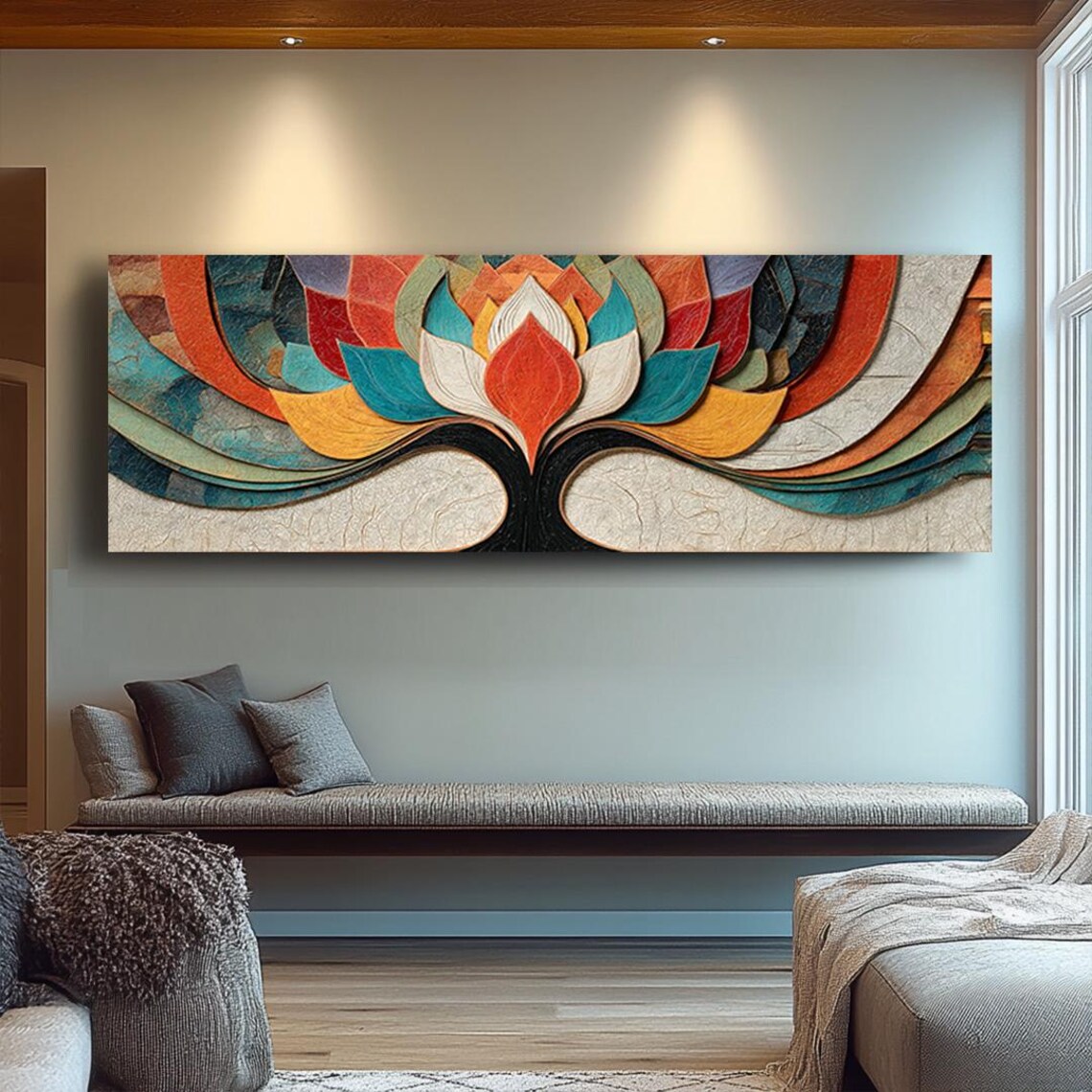 Narrow Horizontal Abstract Wall Art Abstract Modern Art, Wide ...