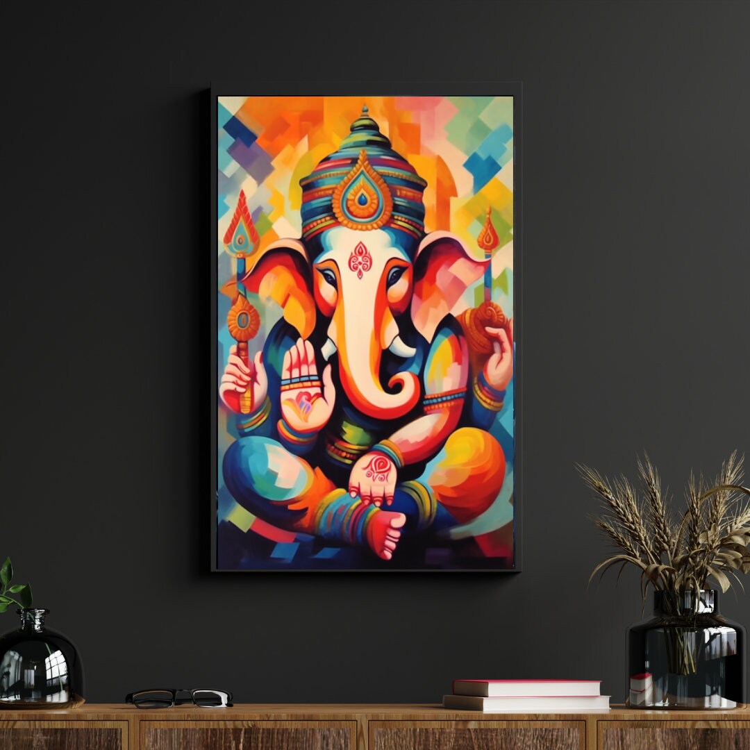 Lord Ganesha Wall Art , Hindu God Lord Ganesha Print, Ganesha Canvas ...