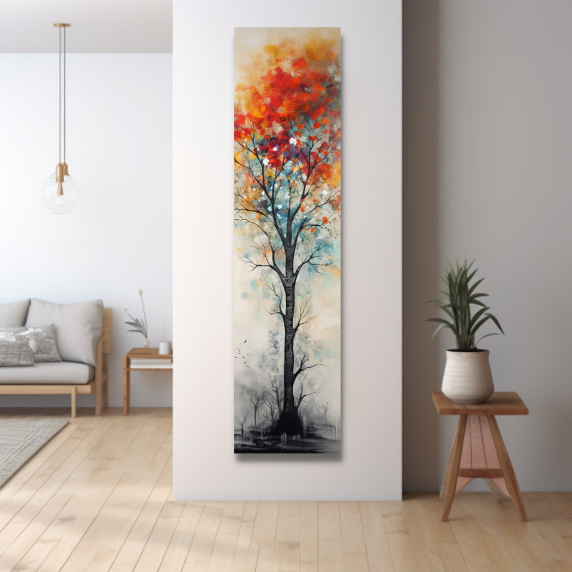 Long Narrow Wall Art Tall and Thin Canvas Wall Art Tree Wall - Etsy