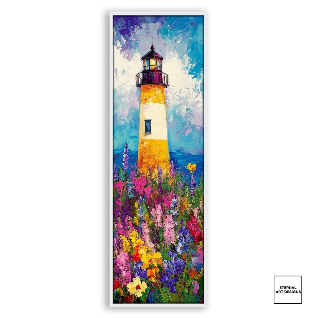 Long Narrow Floral Wall Art, Lighthouse Canvas Wall Art, Modern Wall ...