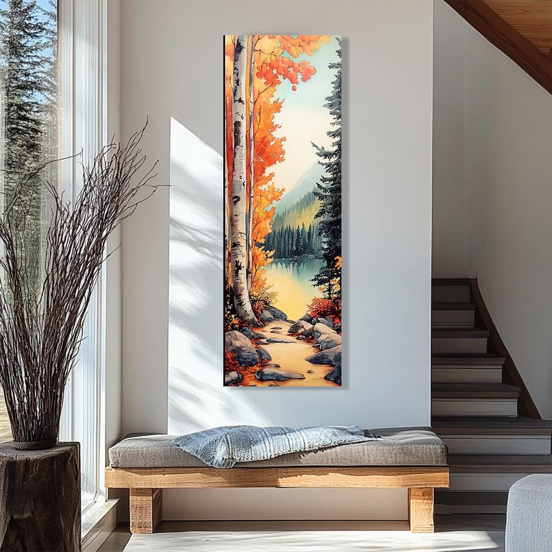 Tall Narrow Modern Abstract Wall Art, Long Vertical Abstract Print for ...