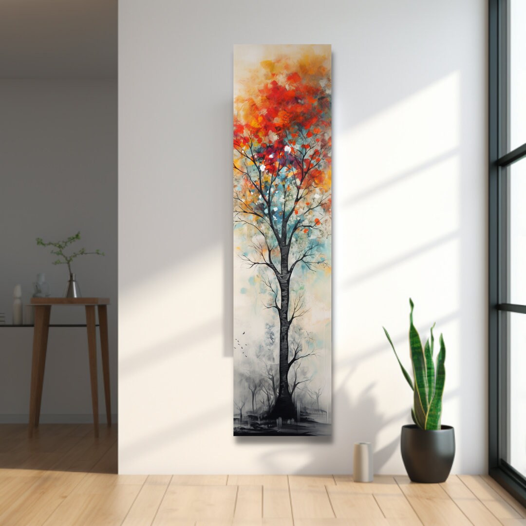 Long Narrow Wall Art Tall and Thin Canvas Wall Art Tree Wall - Etsy