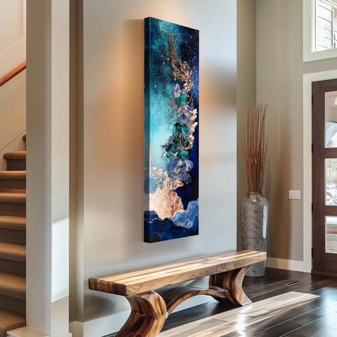 Long Vertical Abstract Canvas Print, Tall Thin Modern Abstract Wall Art ...