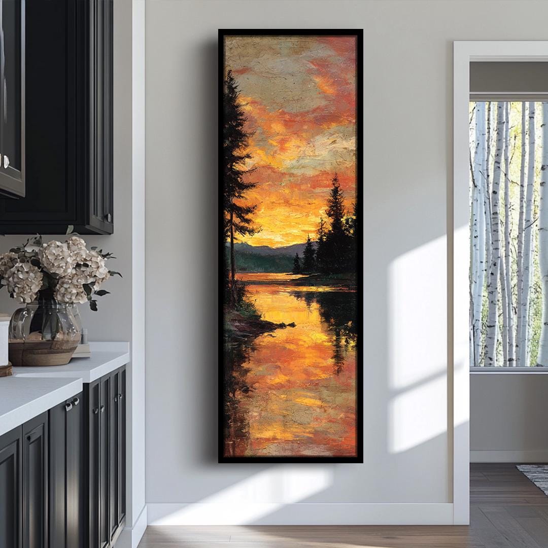 Tall Thin Modern Wall Art, Long Vertical Abstract Canvas Print for ...