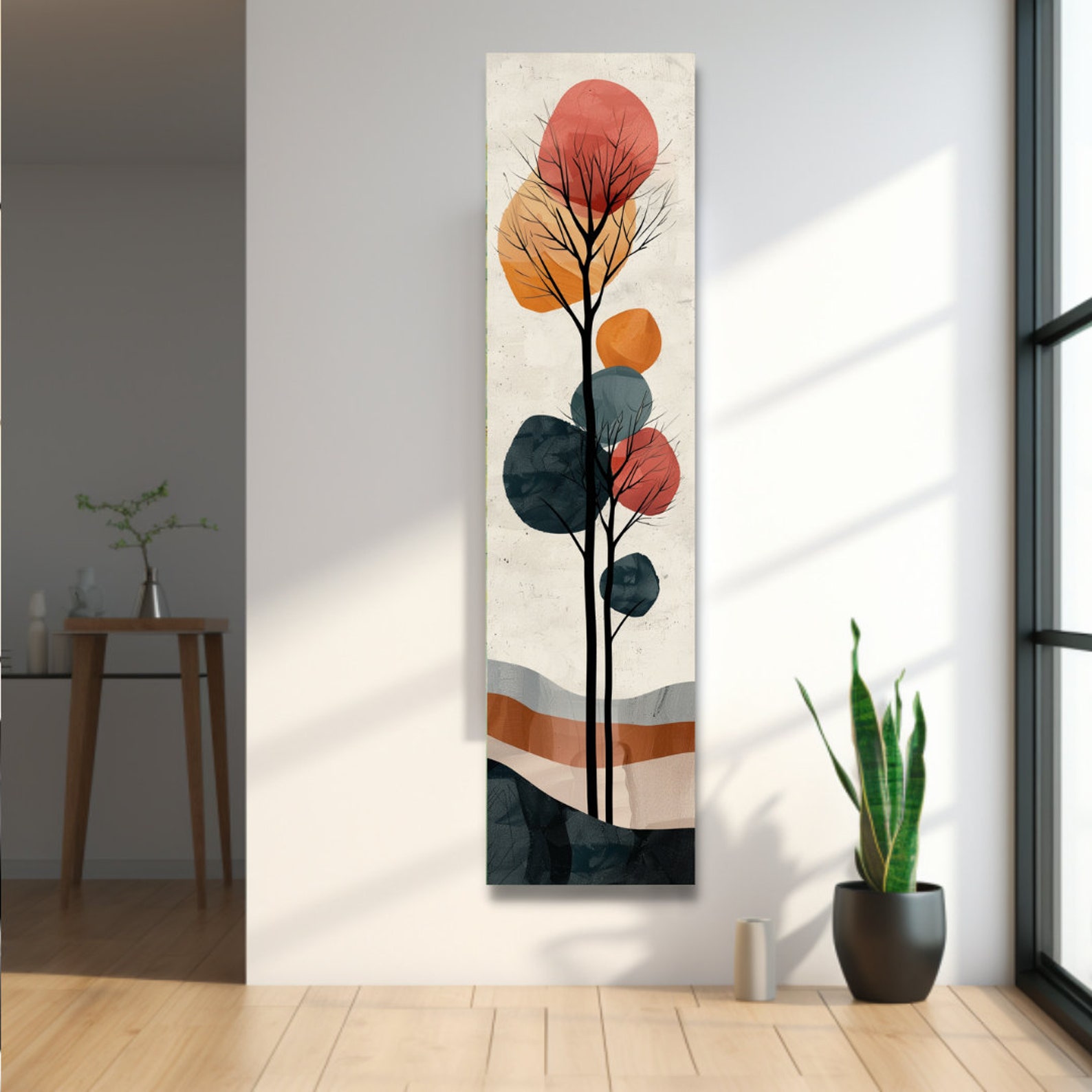 Long Narrow Wall Art, Tall Narrow Wall Art, Vertical Wall Art, Long ...