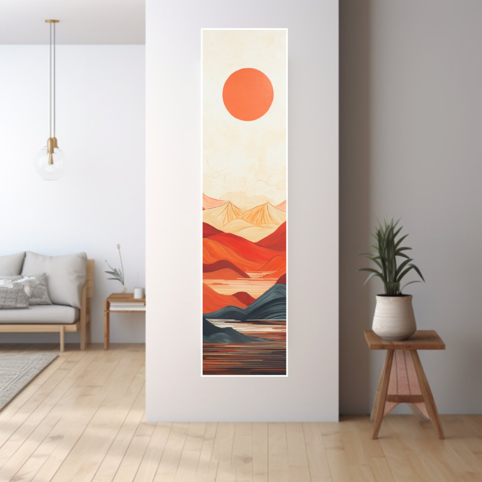 Long Narrow Wall Art, Tall and Thin Canvas Wall Art, Mountain Wall Art ...