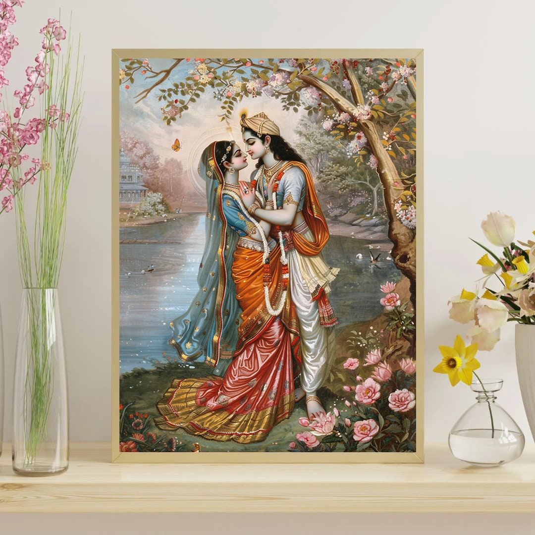 Krishna Wall Art, Krishna Wall Painting, Desi Wall Art, Hindu God Wall ...